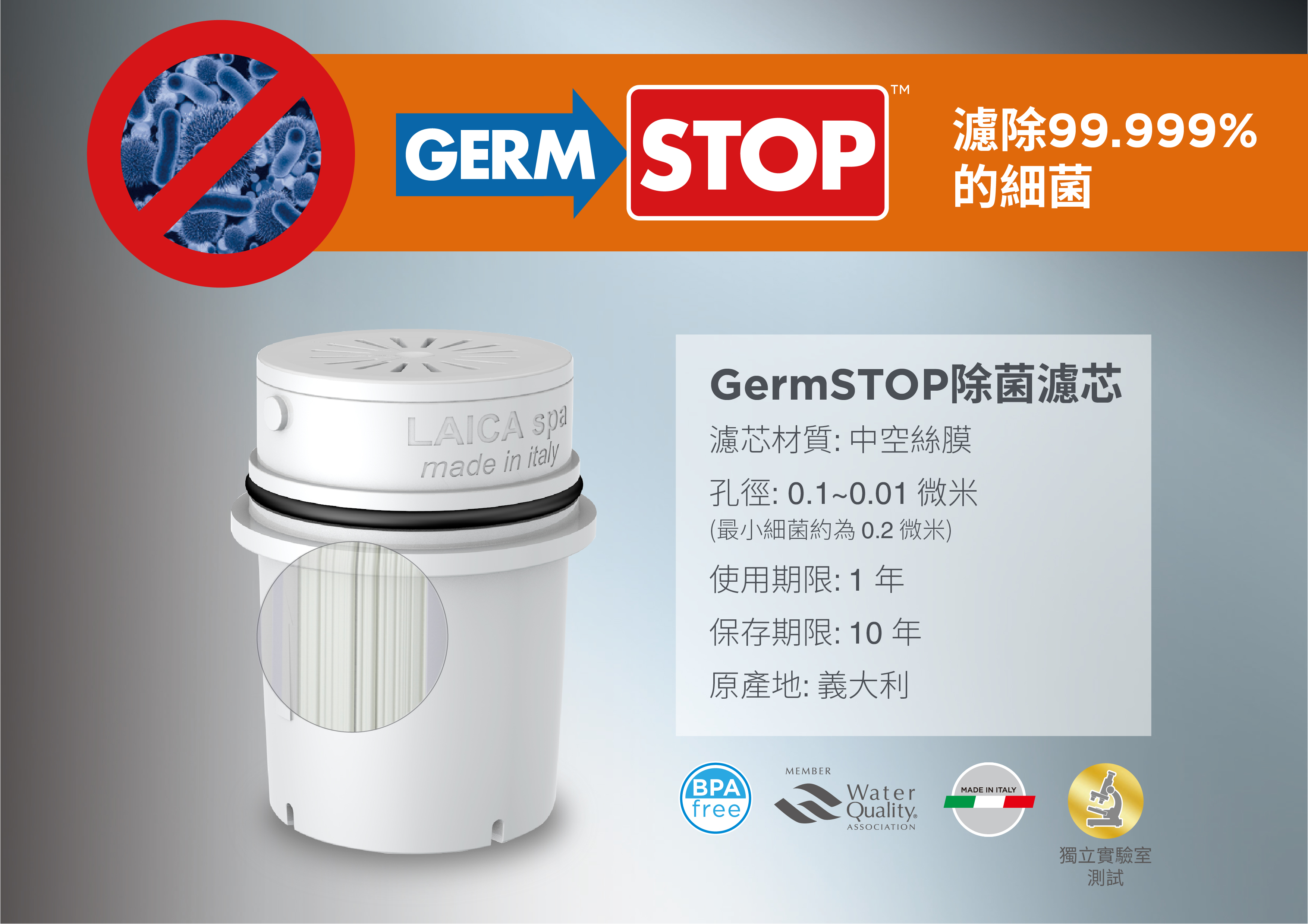 GermSTOP除菌濾芯 | LAICA萊卡-義大利精品濾水壺